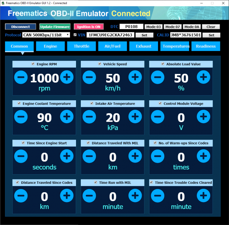 Freematics – Freematics OBD-II Emulator GUI